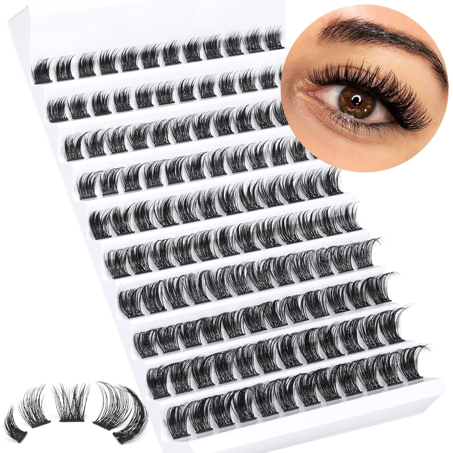 Wispy Lash Extension Clusters DIY Eyelash Extensions 100Pcs Natural Lashes Clusters 8-16mm ...