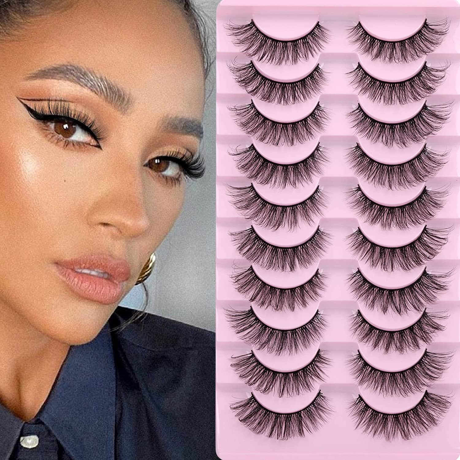 Wispy Lashes Cat Eye Lashes 3D False Lashes Fake Eyelashes Faux Mink ...