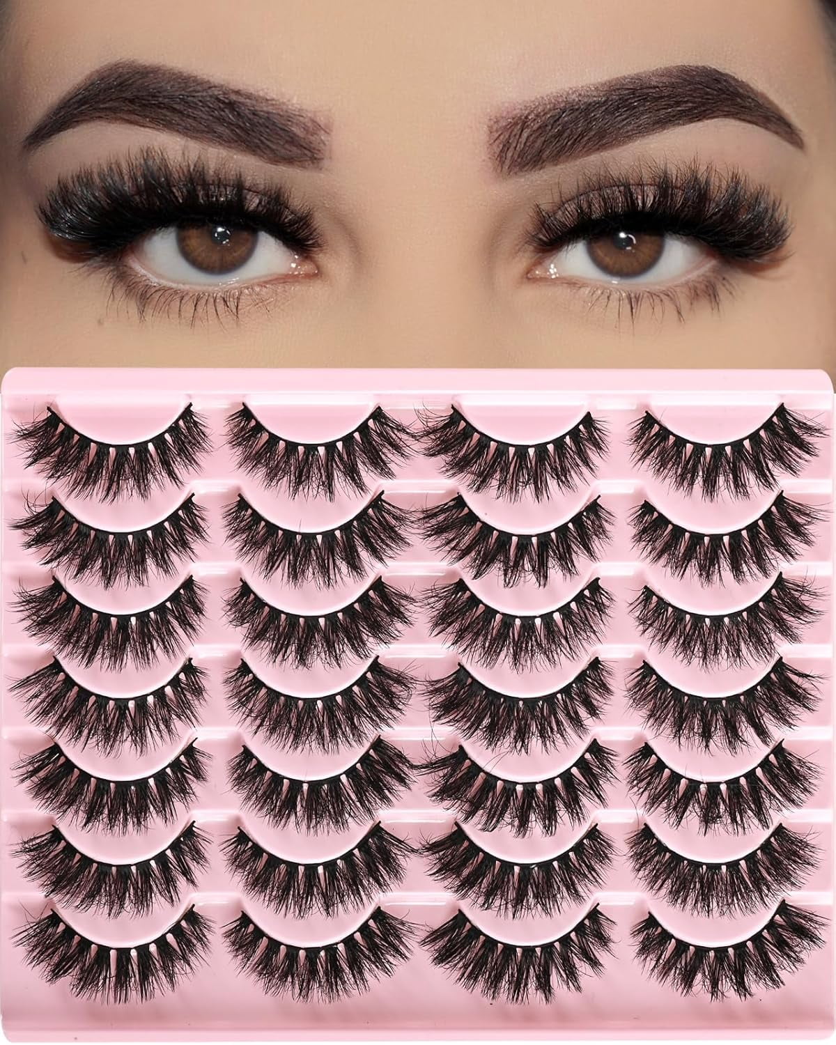 Wispy Lashes Hybrid Mink Eyelashes 14 Pairs Short Cat Eye Natural ...