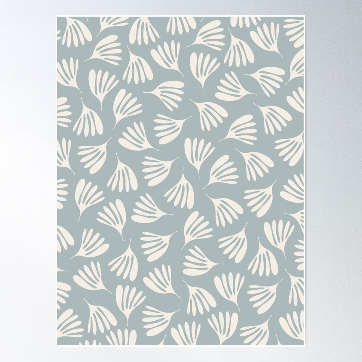 Wispy Leaves Contemporary Abstract Pattern In Light Blue-Gray And Cream ...