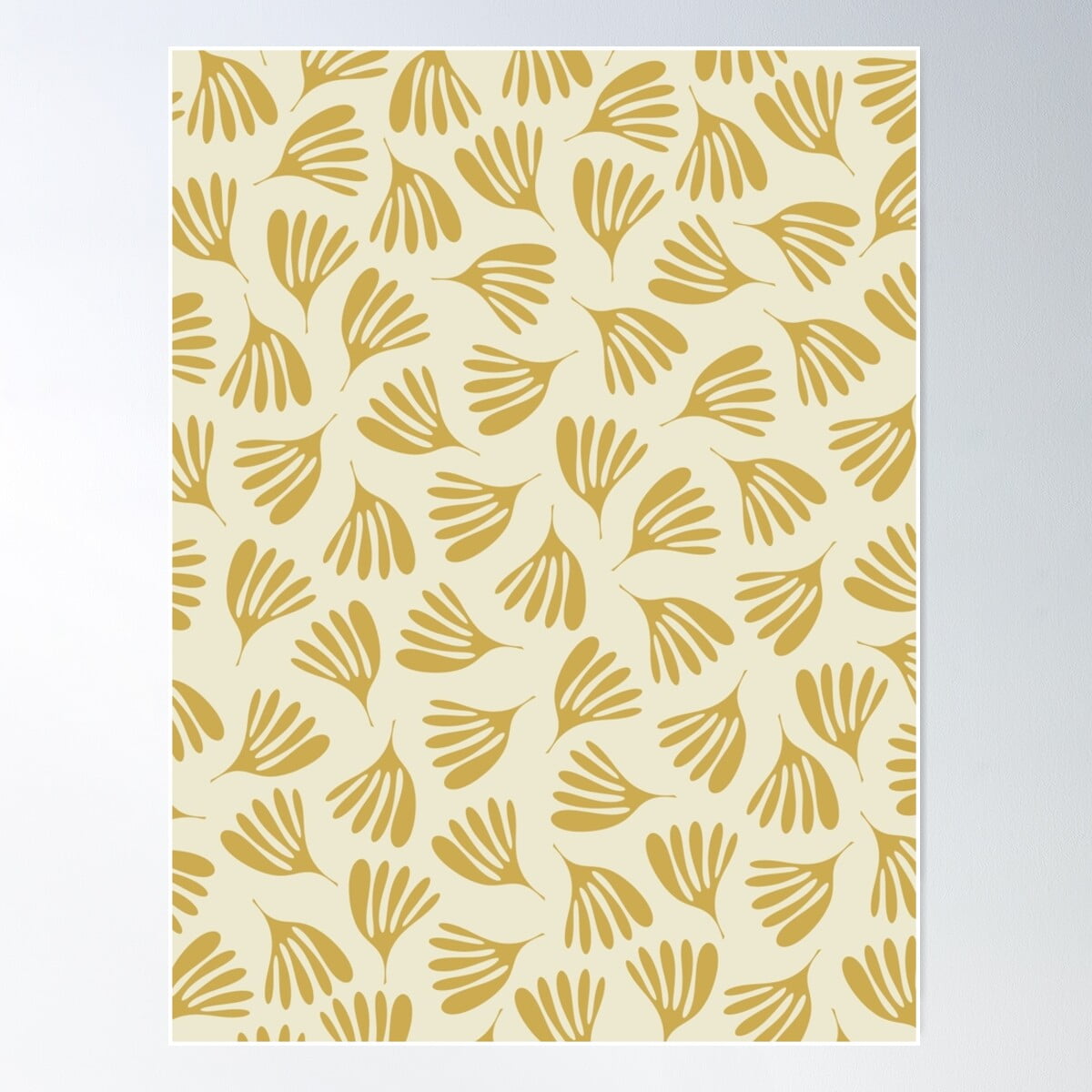Wispy Leaves Contemporary Pattern In Mustard Gold And Cream Poster Wall ...