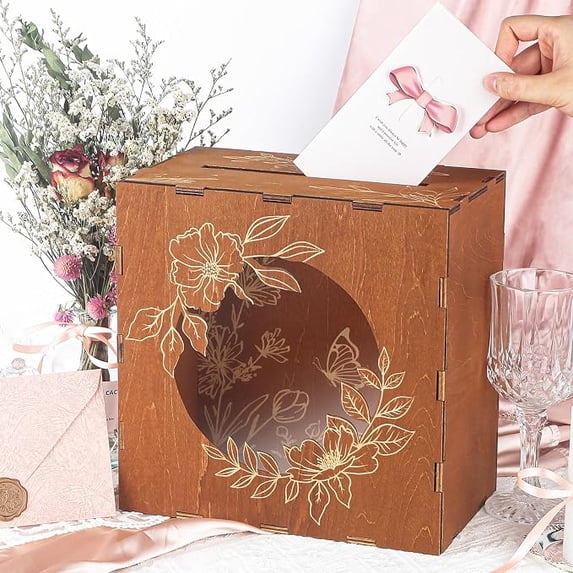 Wisreach Wooden Wedding Card Box with Acrylic Panel — Honeymoon Fund ...