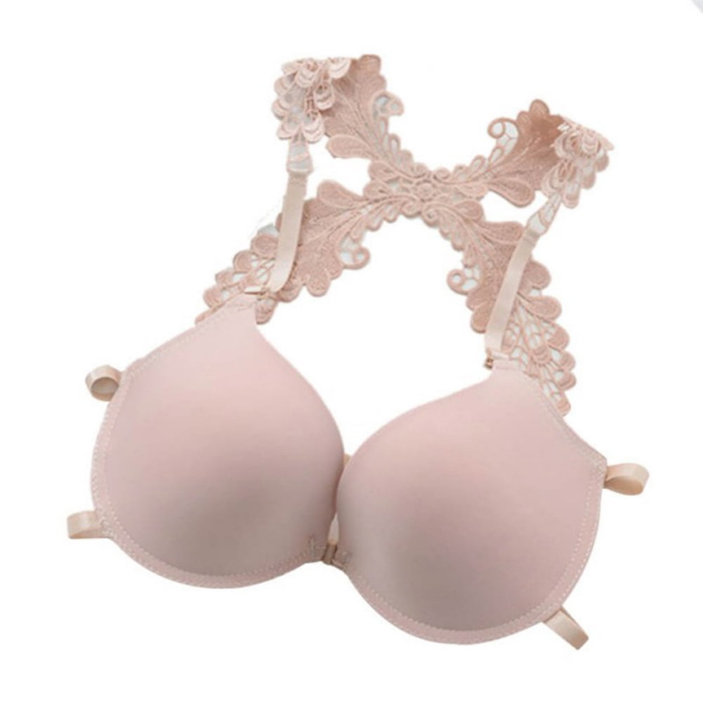 Wisremt Y Shape Lace Bra Push Up Front Buckle Bra Seamless Underwear ...