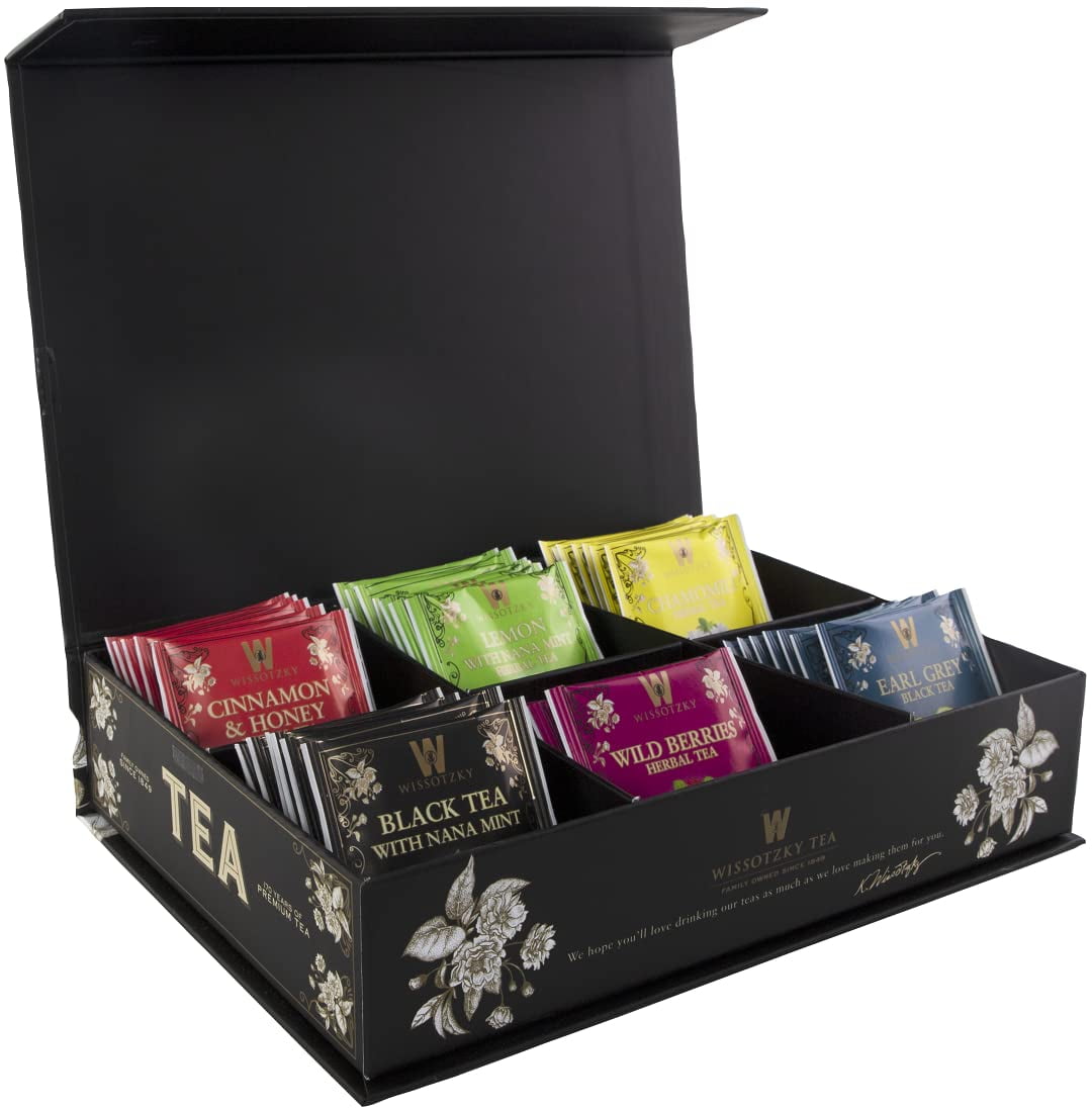 Wissotzky Artisinal Tea Chest Box, Assorted Flavors of Black & Herbal ...