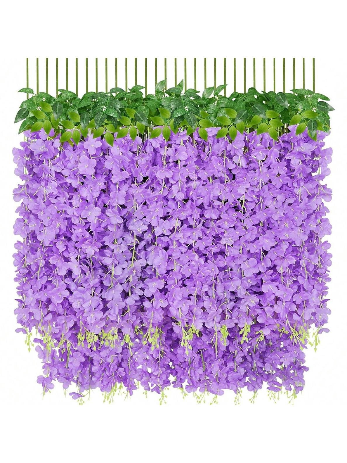 Wisteria Hanging Flowers Silk Vines Garden Decor Home Wedding Arch Wall ...