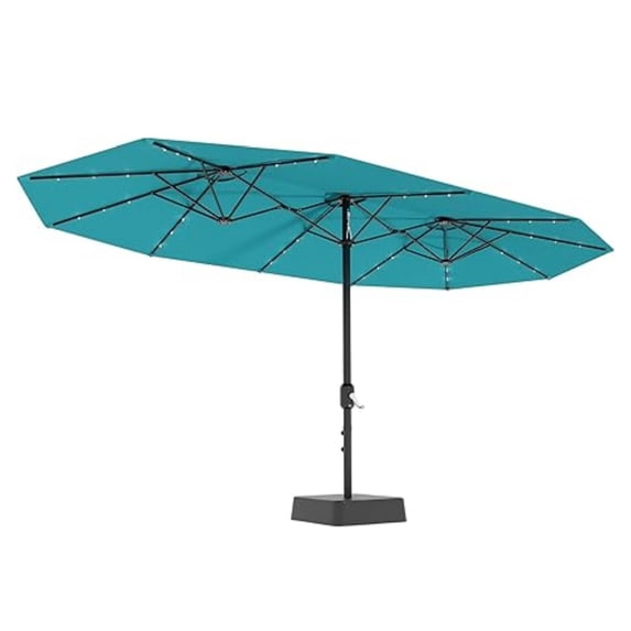Wisykoke 15 ft Large Patio Umbrella with Lights, 36 LED Lights Double ...