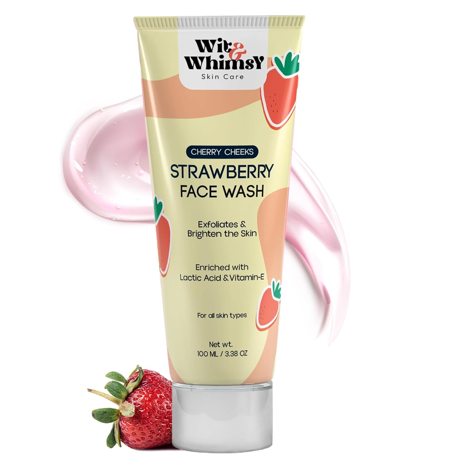 Wit & Whimsy Cherry Cheeks Strawberry Face Wash Enriched With lactic ...