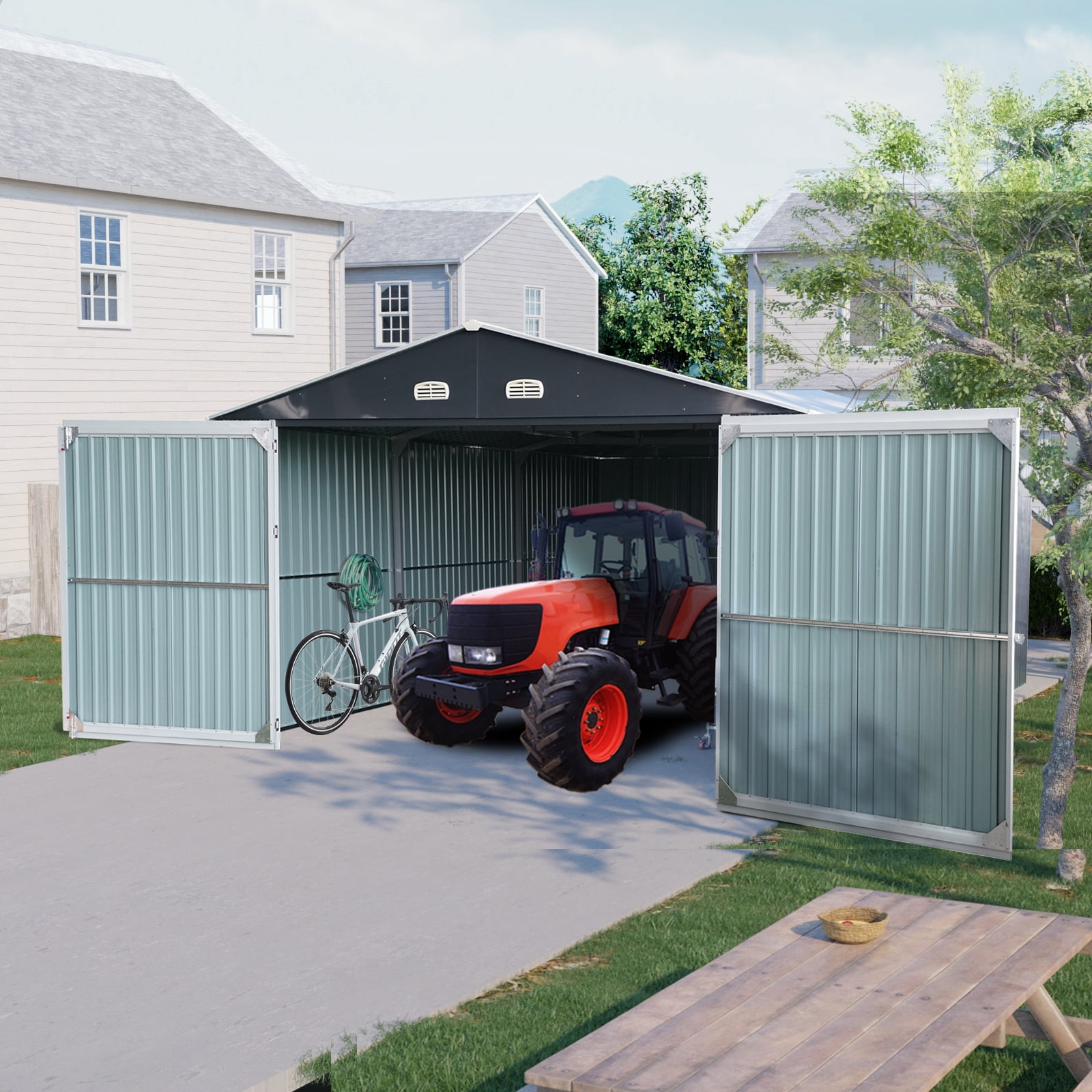 Witaxima 20x13 FT Outdoor Storage Shed Metal Garage Shed for Car, Bike ...