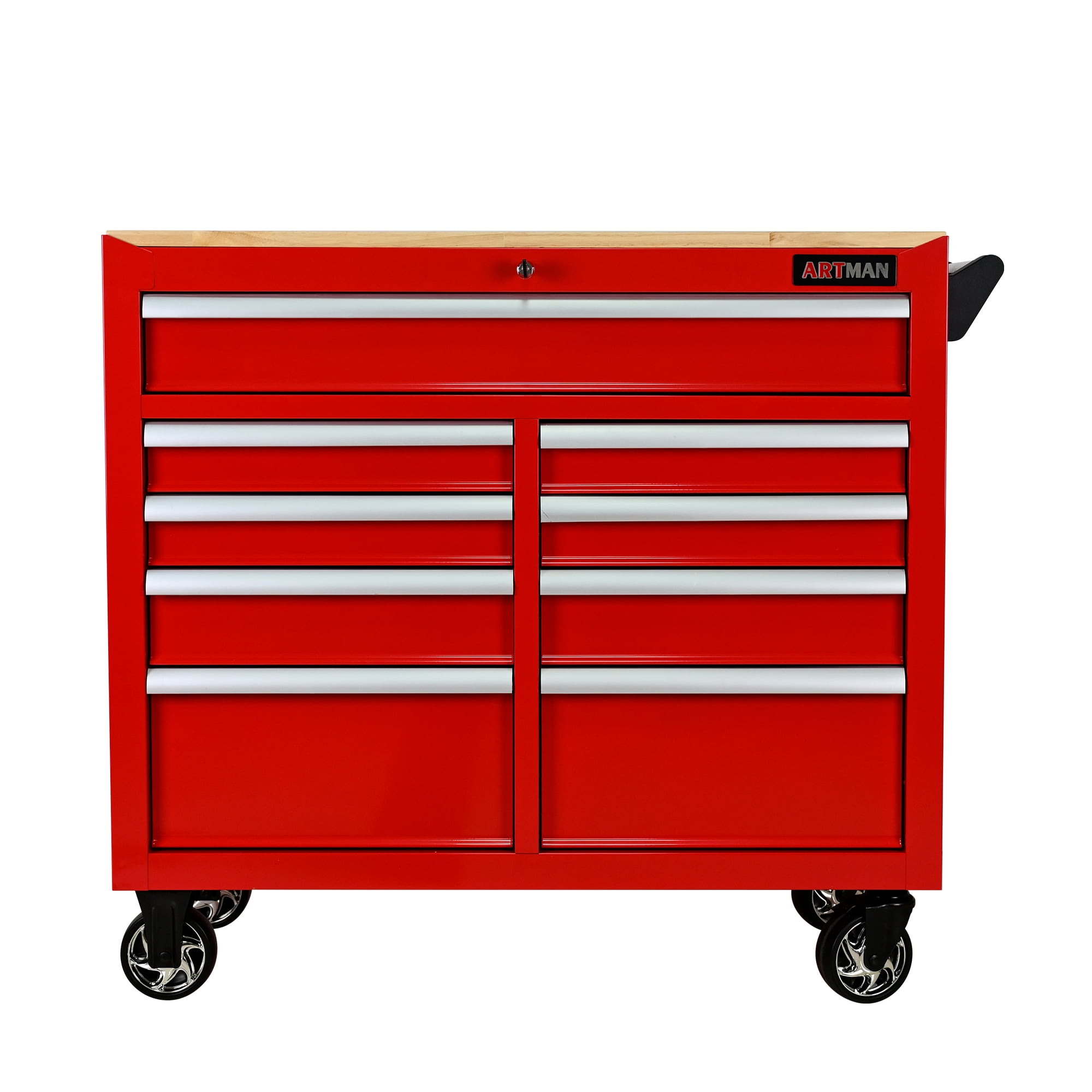Witaxima 9-Drawer Multifunctional Tool Cart with Wheels & Wooden Top ...