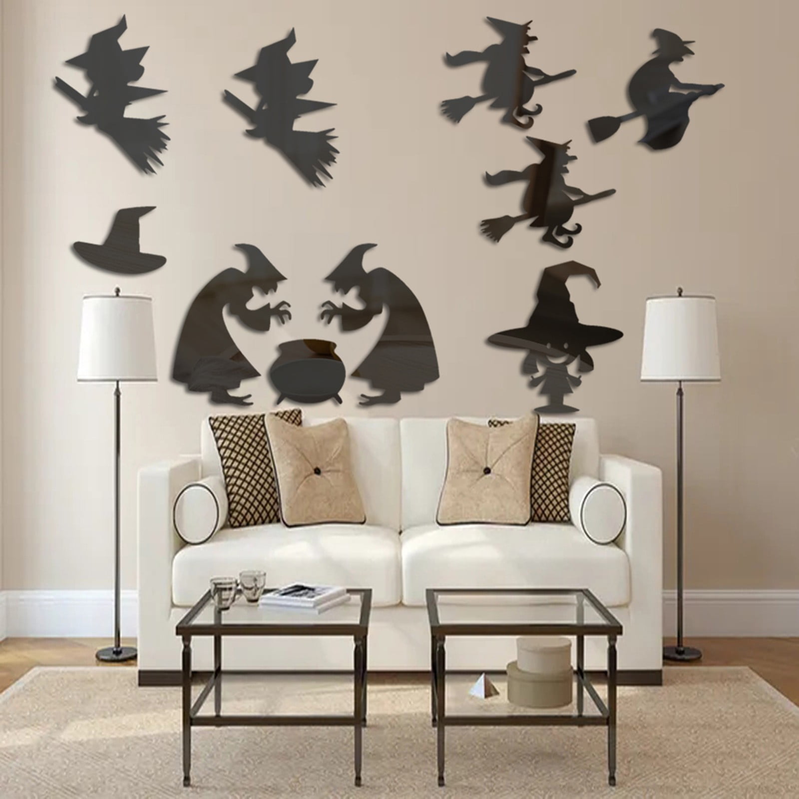 Witch Acrylic Mirror Wall Sticker 1Set 12PCS Horror Halloween ...