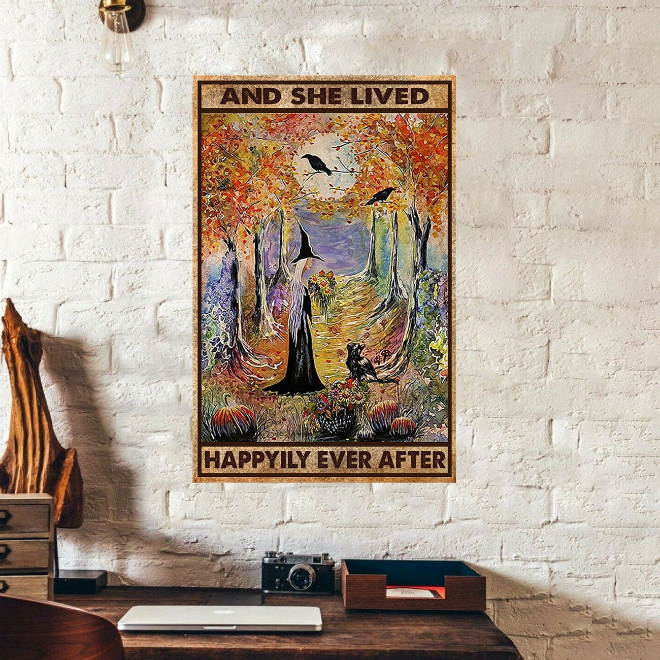 Witch And Cat And She Lived Happily Ever After Poster 11 x 17 Inch ...