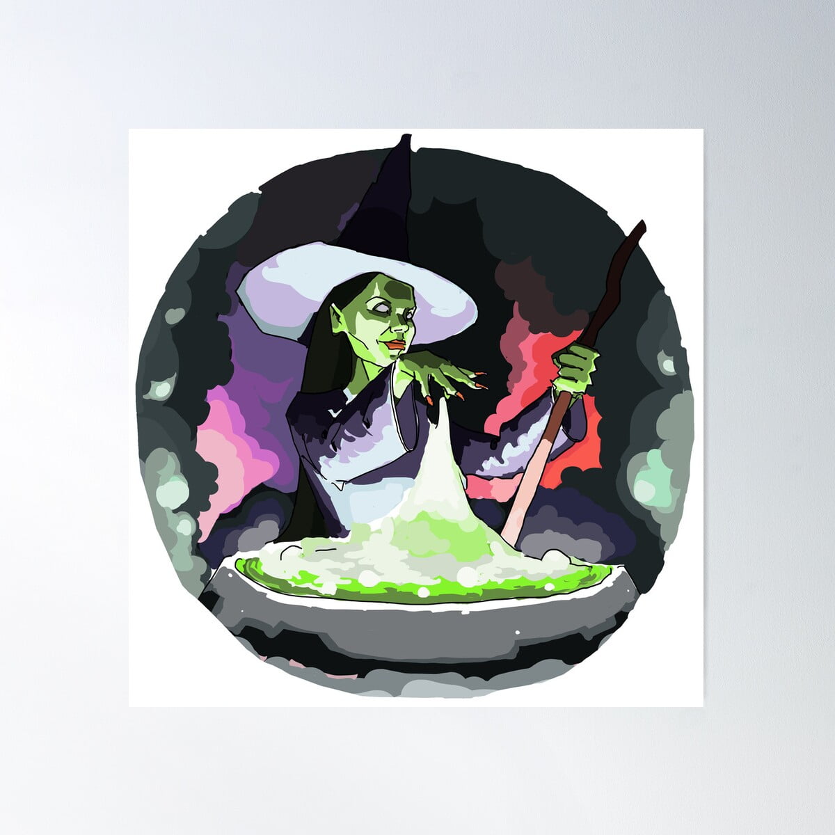 Witch And Cauldron Poster Wall Art, Modern Wall Decor For Living Room ...