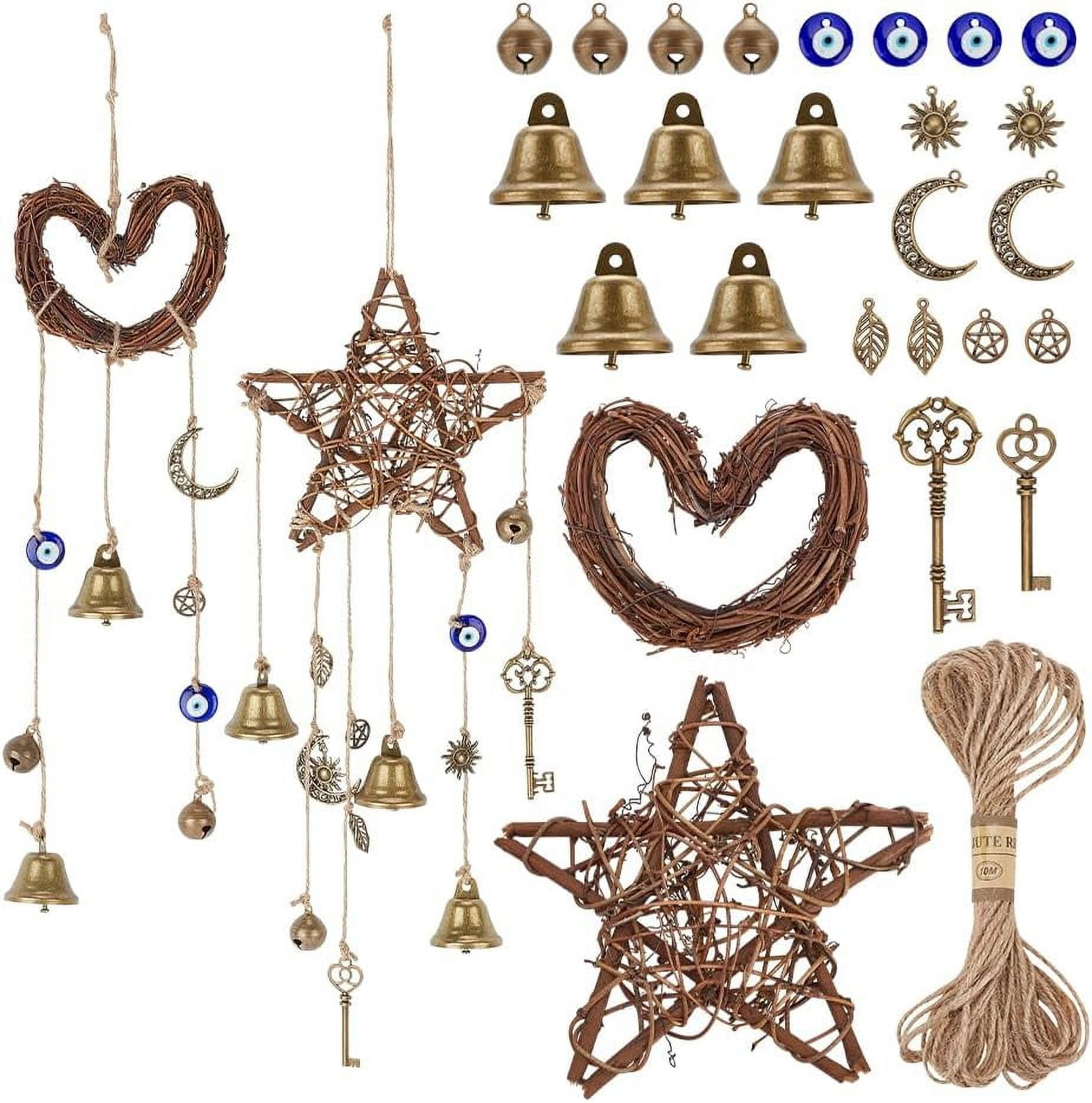 Witch Bells for Door Knob Star Witch Wind Chimes Wreath Hanging Bell ...