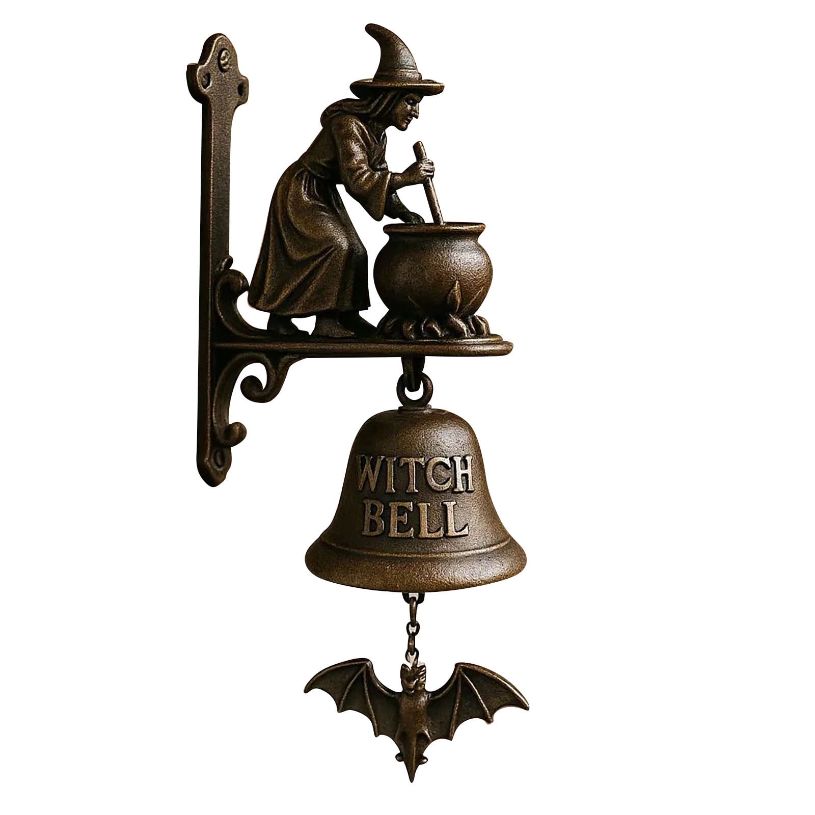 Witch Bells for Door, Vintage Witch Doorbell, Cast Iron Halloween ...