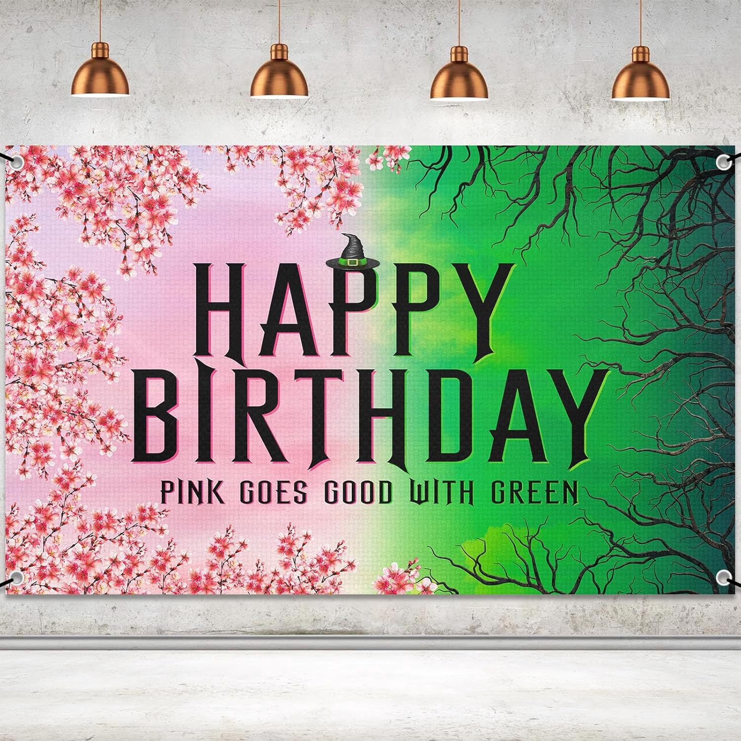 Witch Birthday Backdrop Pink and Green Party Decorations Magic Movie ...