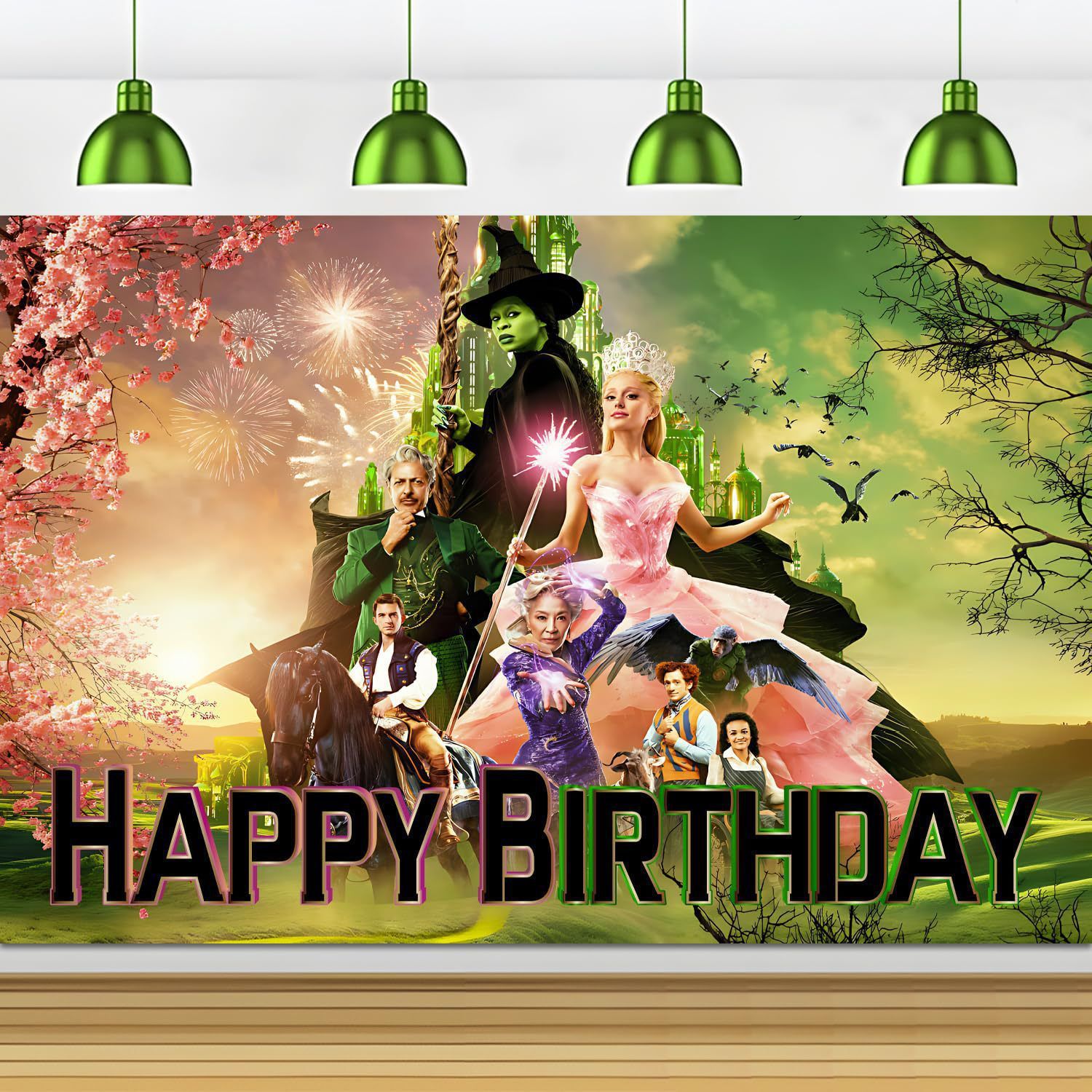 Witch Birthday Backdrop Pink and Green Party Decorations Magic Movie ...