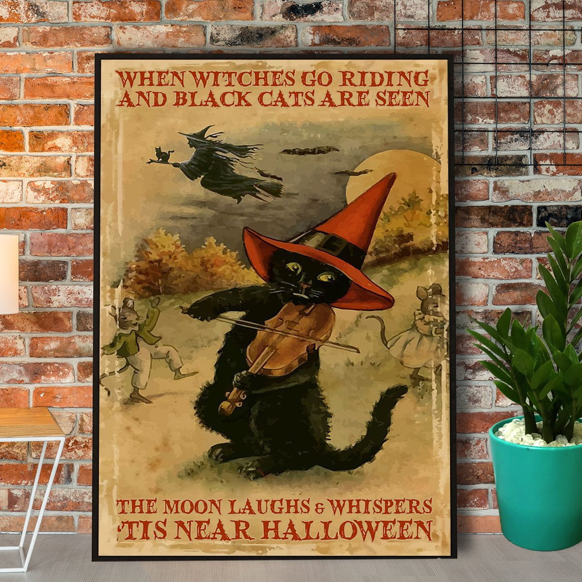Witch & Black Cat When Witches Go Riding The Moon Laughs Violin Paper ...