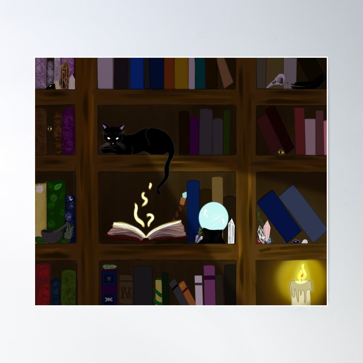 Witch Bookshelf Poster Wall Art, Modern Wall Decor For Living Room ...