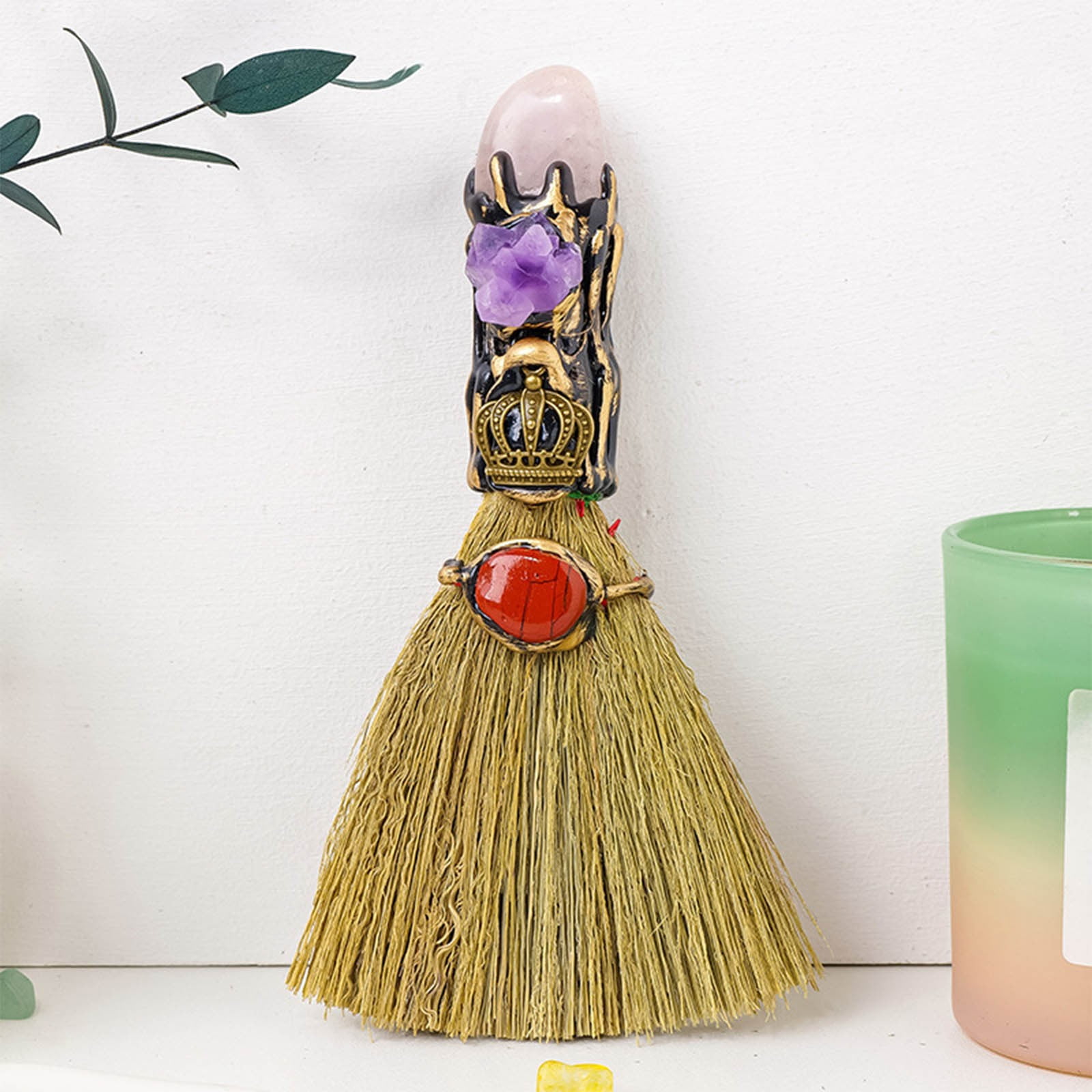 Witch Broom Halloween Crystal Witch Wiccan Altar Broom, Halloween ...