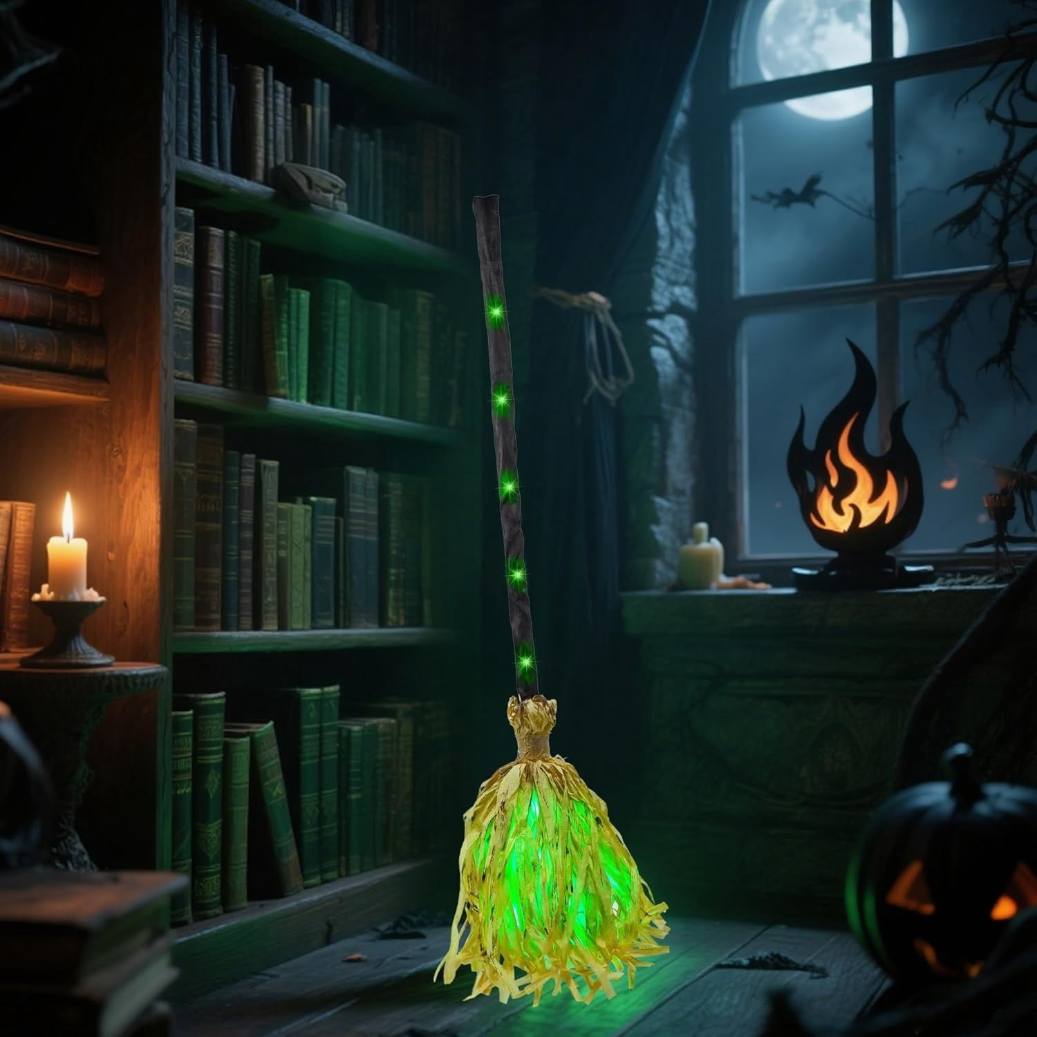 Witch Broom Halloween Decor, Animated Witches Moving Broomstick Scary ...