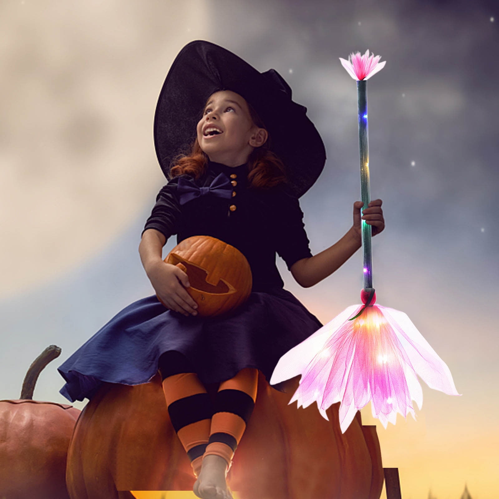 Witch Broom Set, Plastic Broom Props for Kids, Witch Halloween Toy ...