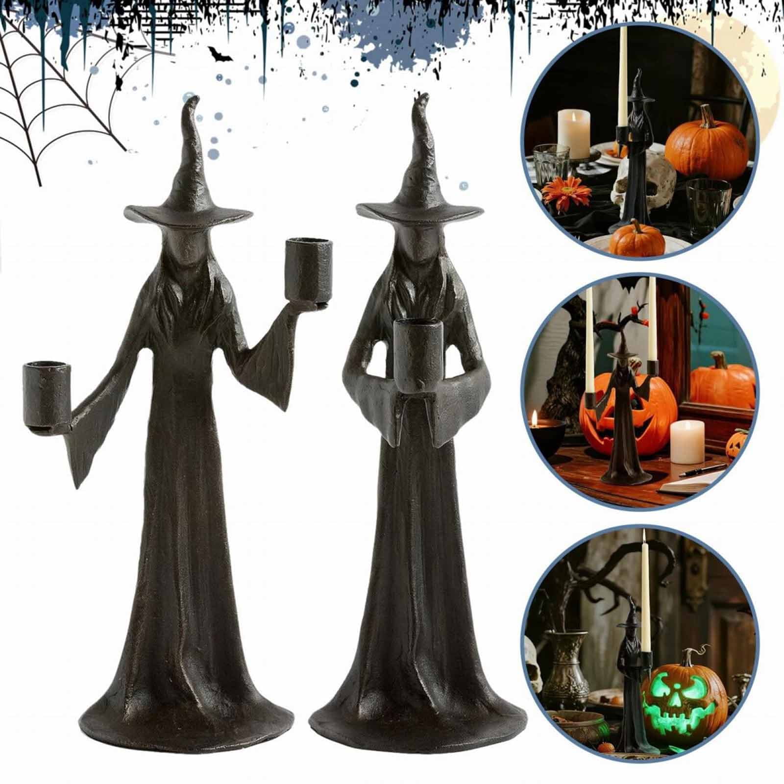 Witch Candle Holder Halloween Decor - Gothic Taper Candle Stick Holder ...