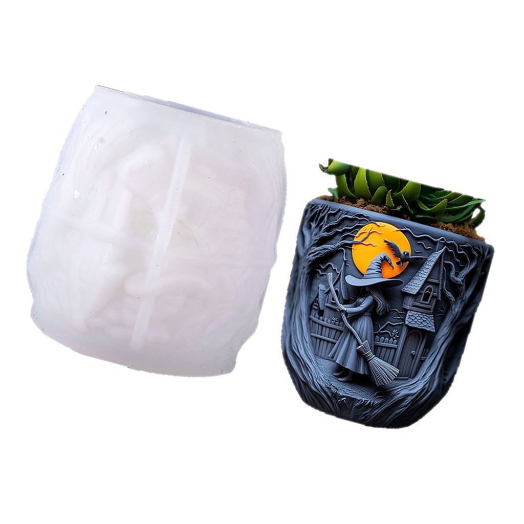 Witch Carved Pen Cup Silicone Professional Silicone Candle Mould For ...
