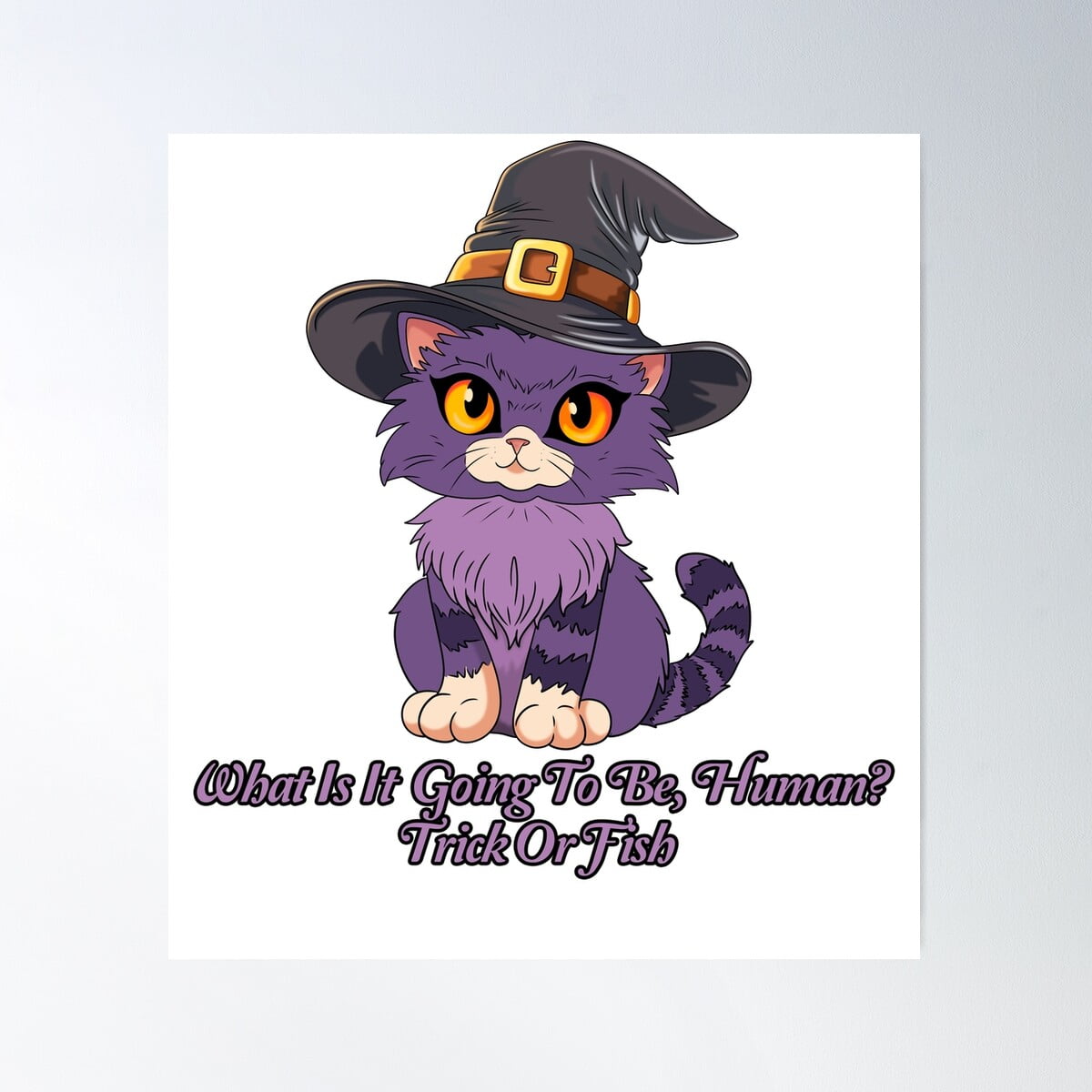 Witch Cat Trick Or Fish Evil Pact Poster Wall Art, Modern Wall Decor ...