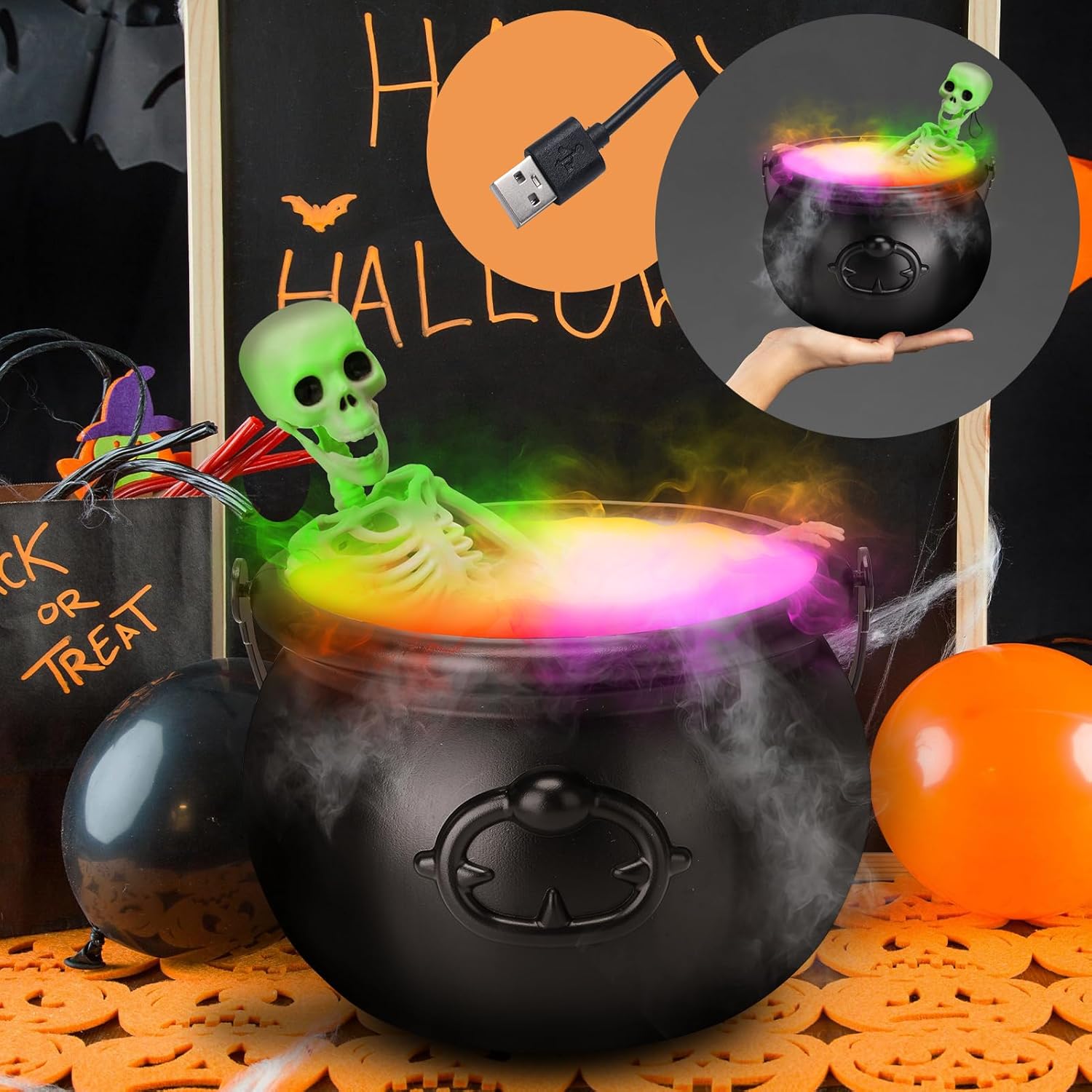 Witch Cauldron Diffuser, Witches Cauldron Large Outside, Black Plastic ...
