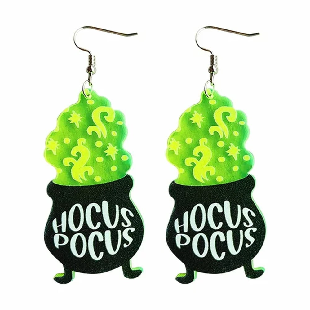 Witch Cauldron Dangle Earrings Green Magic Potion Spell Pot Halloween ...