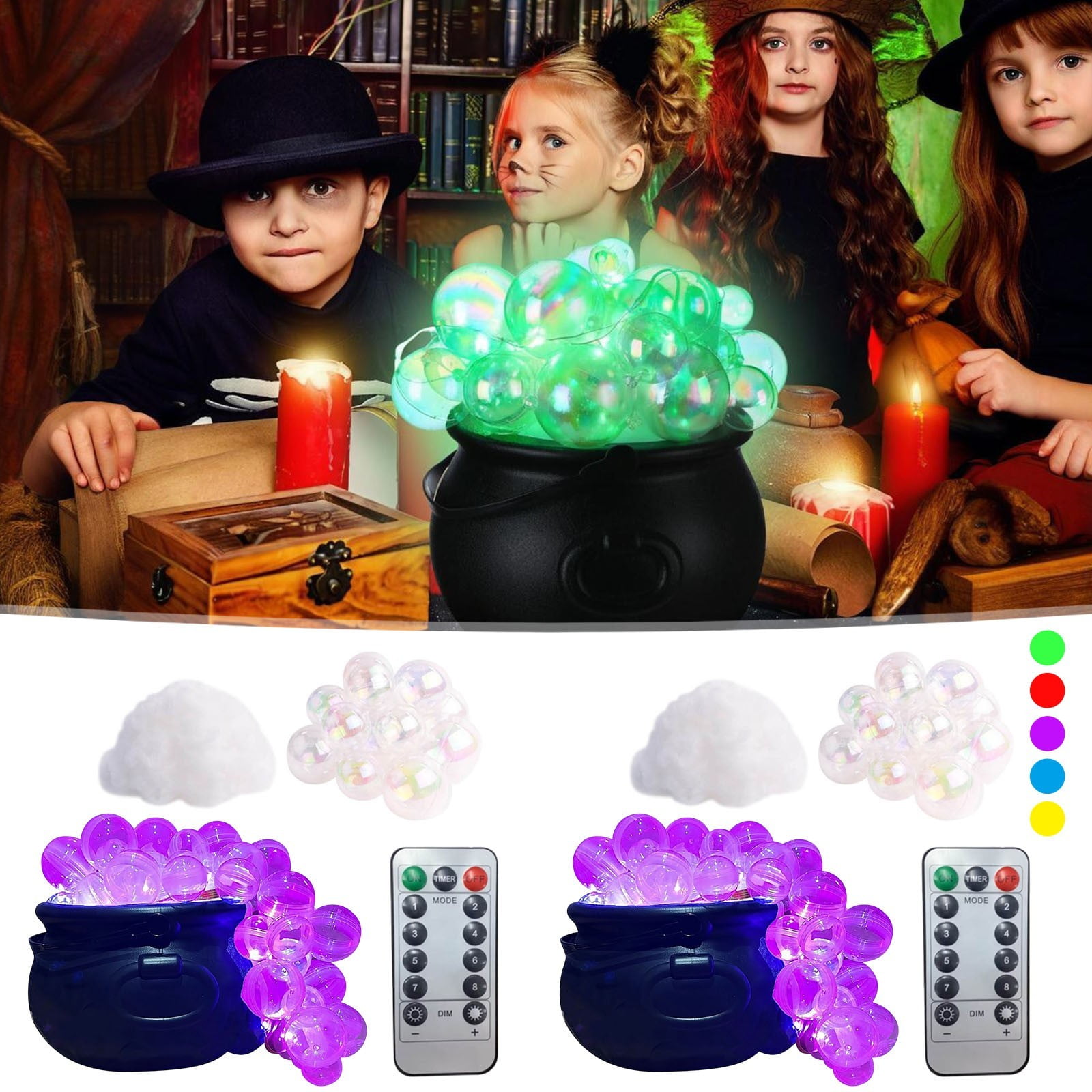 Witch Cauldron Set with LED Lights - Spooky Halloween DIY Tabletop ...