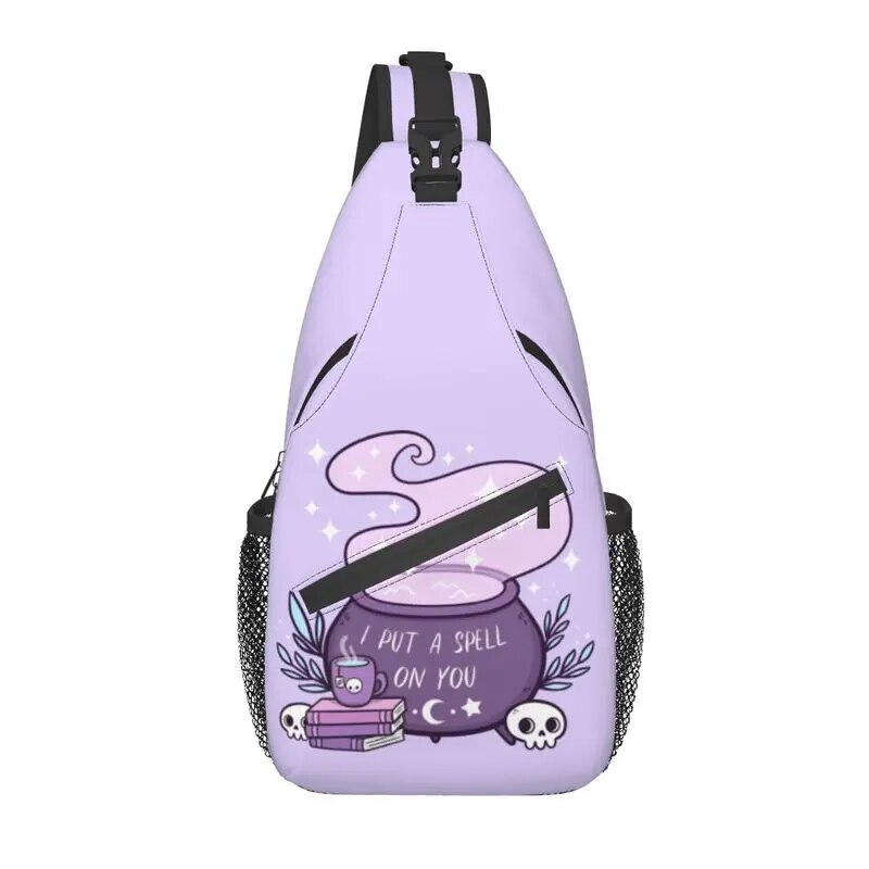 Witch Cauldron Sling Bags Men Fashion Halloween Occult Gothic Skull ...