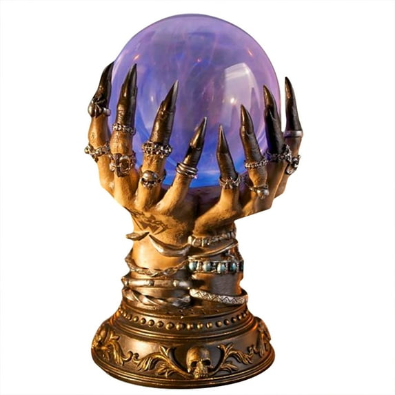 Witch Crystal Ball - 4inch Glass Orb with Led Light Base for Halloween ...