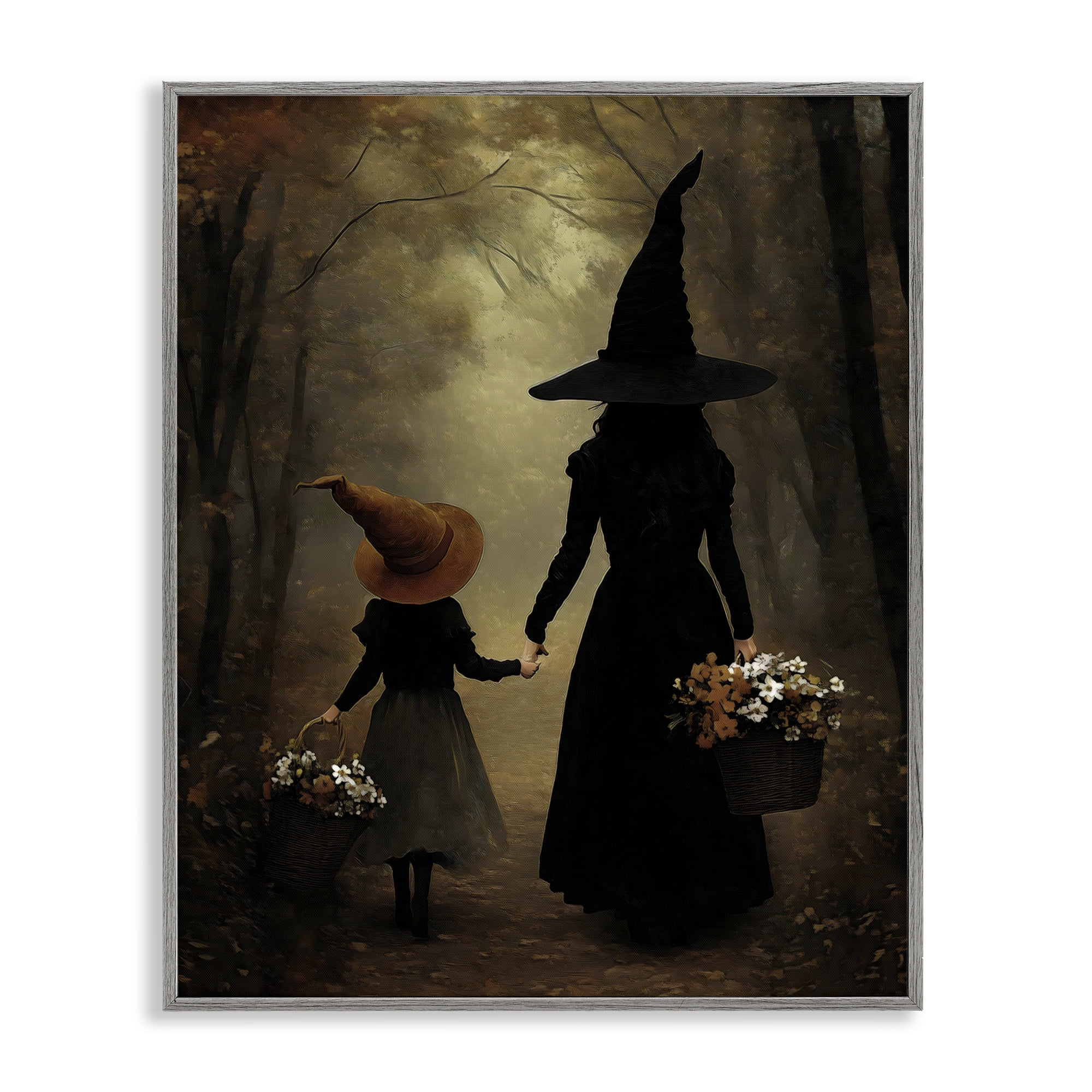 Witch & Daughter Mystical Forest Gray Framed Giclee Art, design by ...