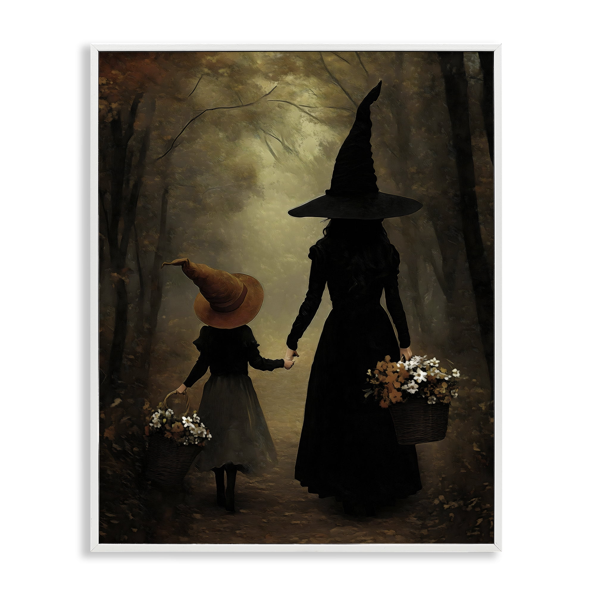 Witch & Daughter Mystical Forest White Framed Giclee Art, design by ...