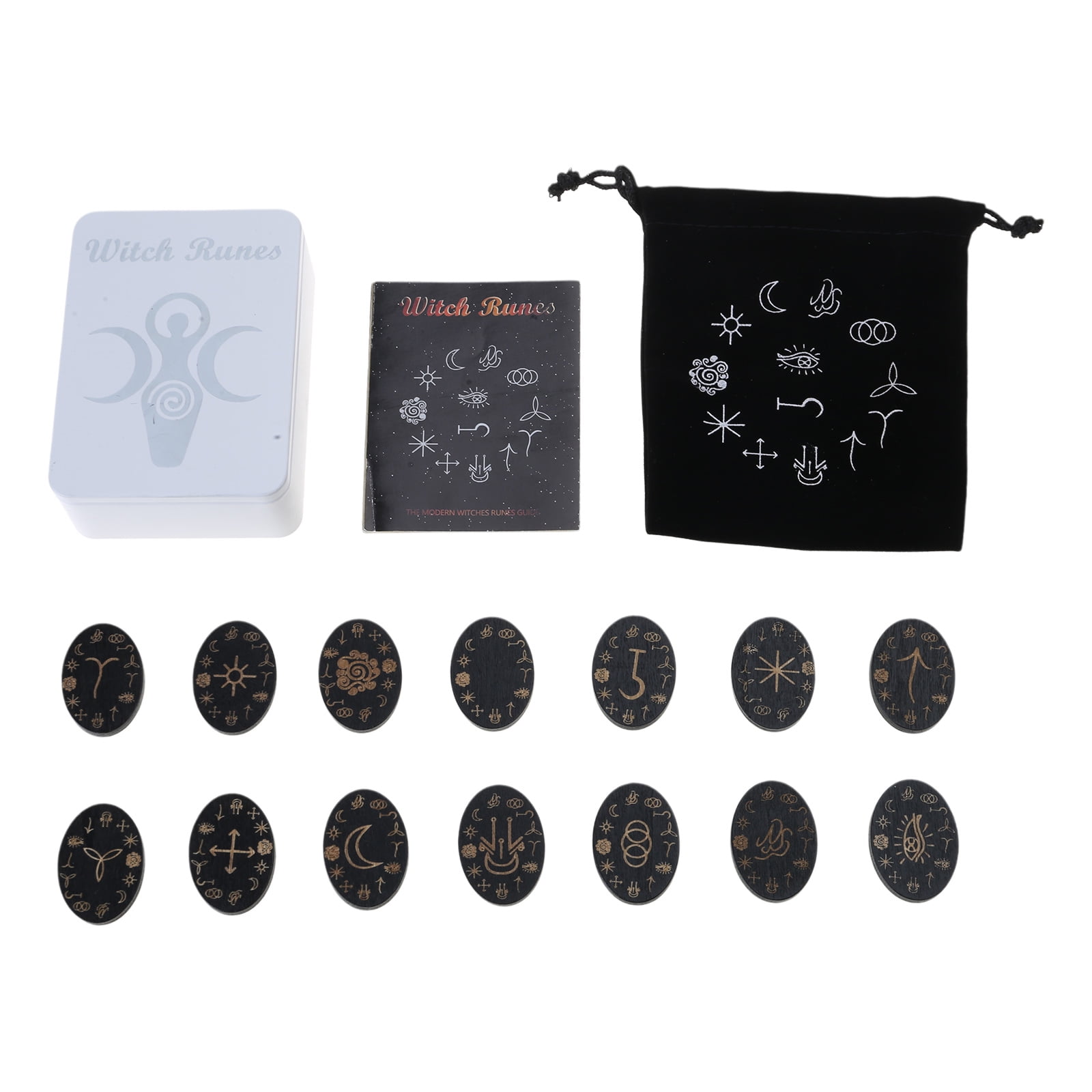 Witch Decors Witch Home Decors Set Meditations Wood Runes Wood Stone ...