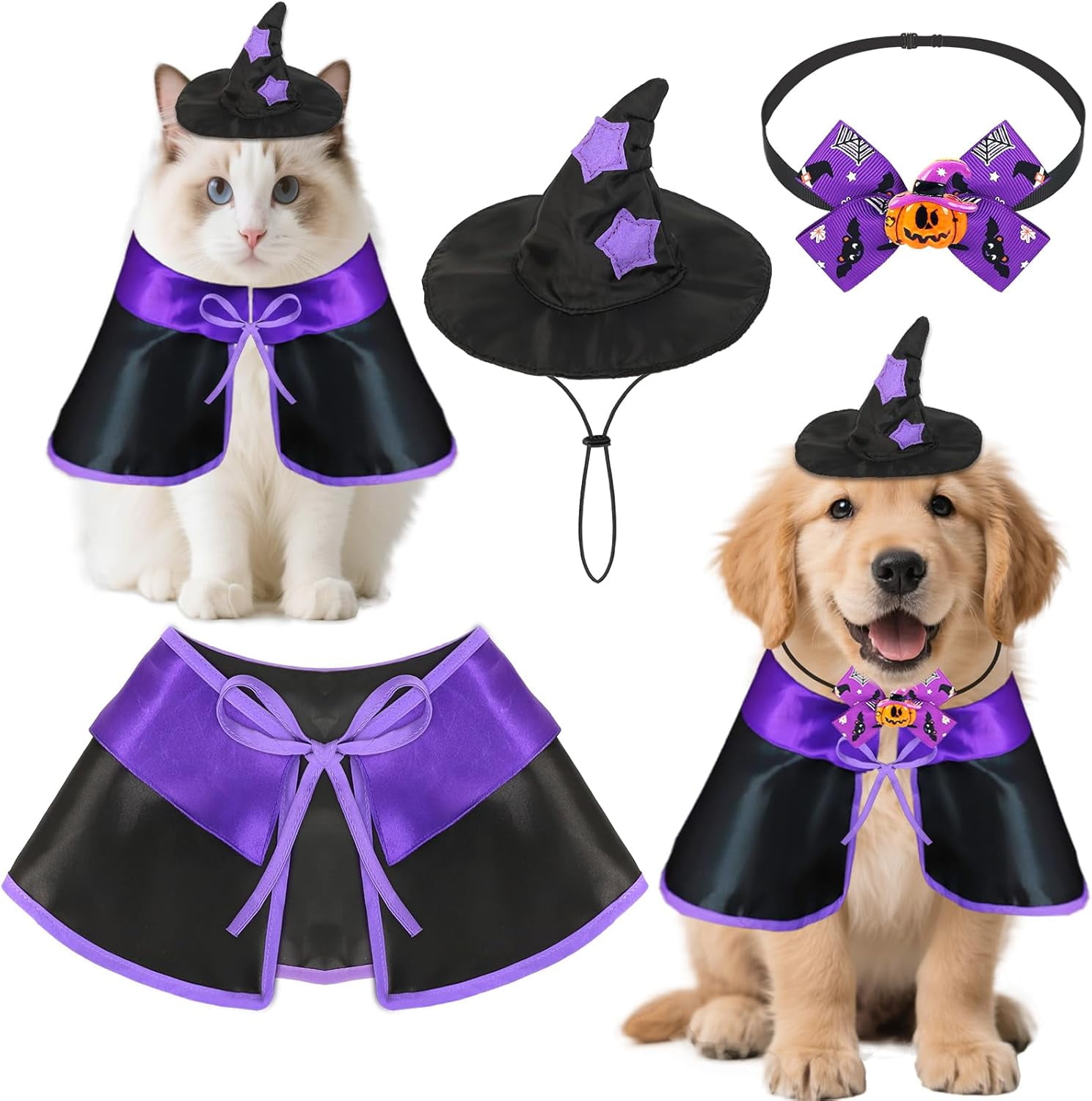 Witch Dog Halloween Costumes Funny Devil Vampire Dog Costumes Cape Hat ...