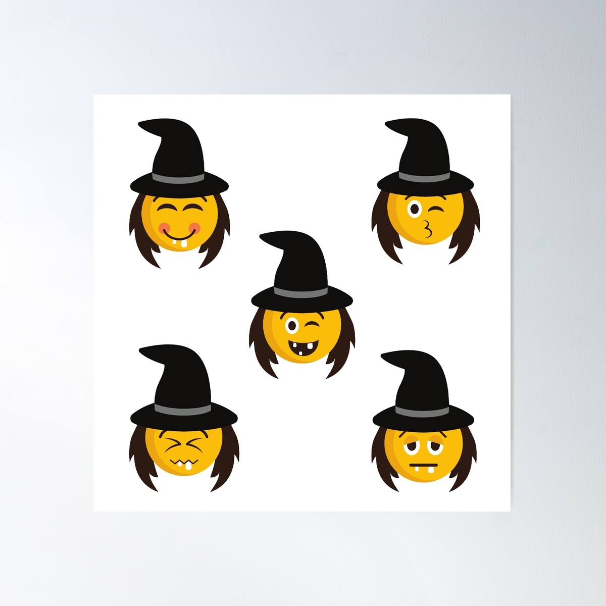 Witch Emojis Poster Wall Art, Modern Wall Decor For Living Room Bedroom ...