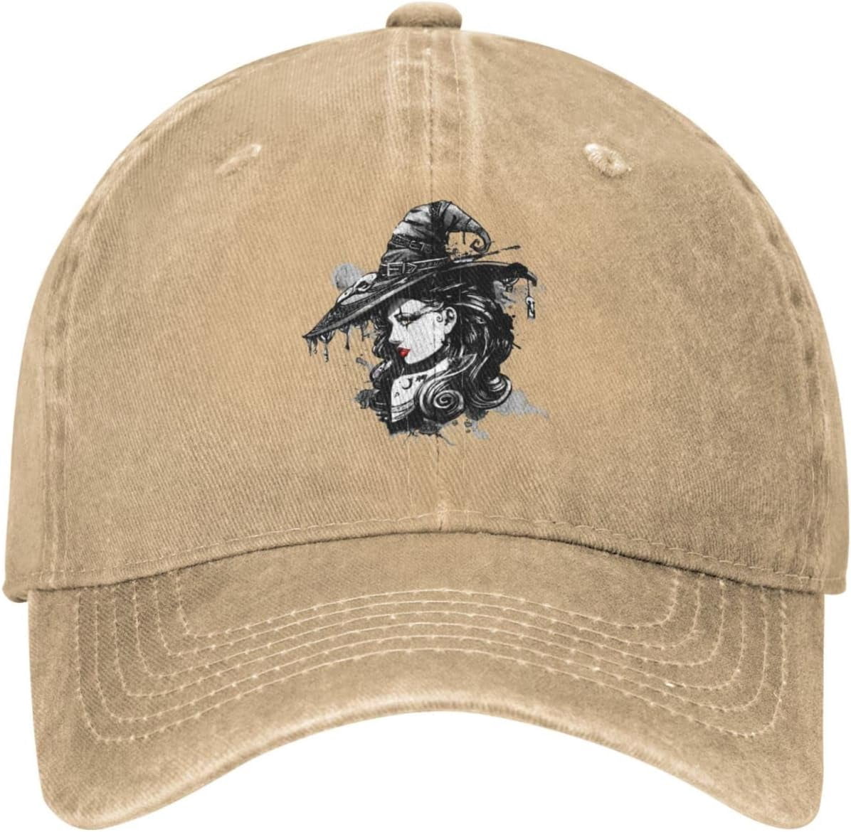 Witch Fancy Hat Distressed Adjustable Washed Denim Mens Dad Trucker Hat ...