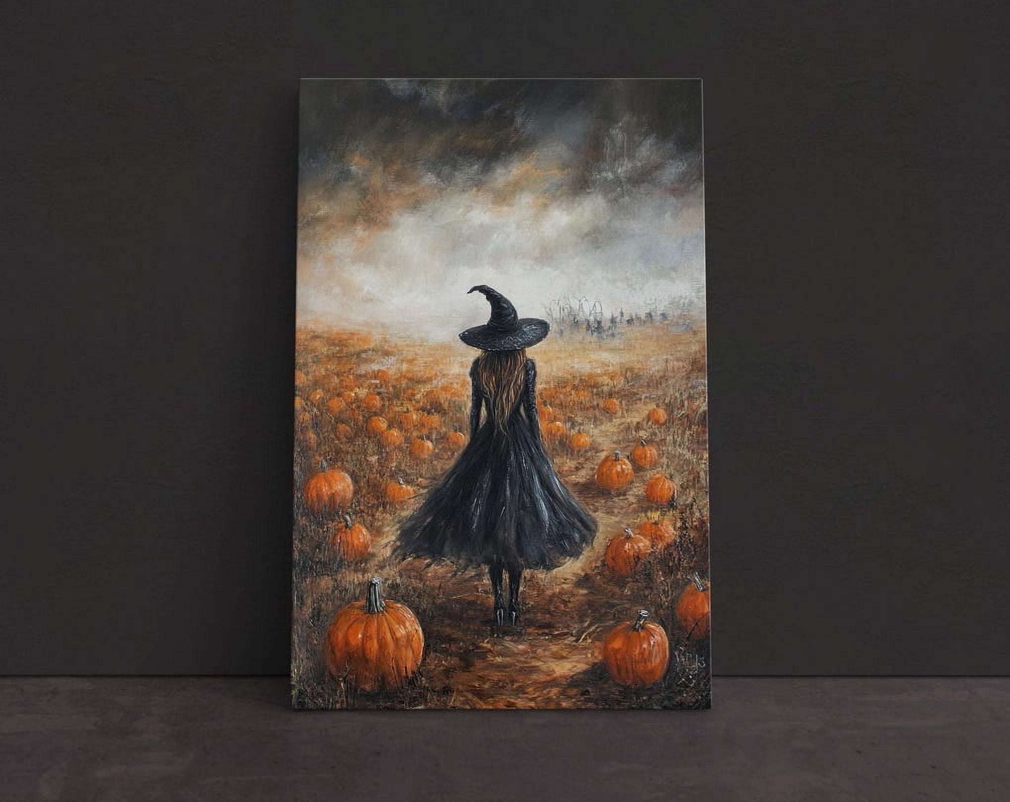 Witch In Field, With Pumpkin Path, Gothic Halloween, Dark Academia ...