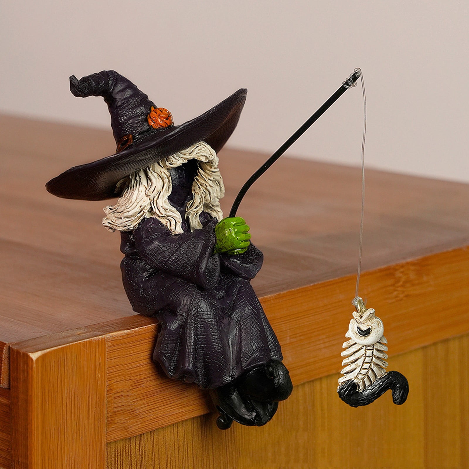 Witch Fishing Decor - Halloween Shelf Sitter Statue, Aquarium and ...