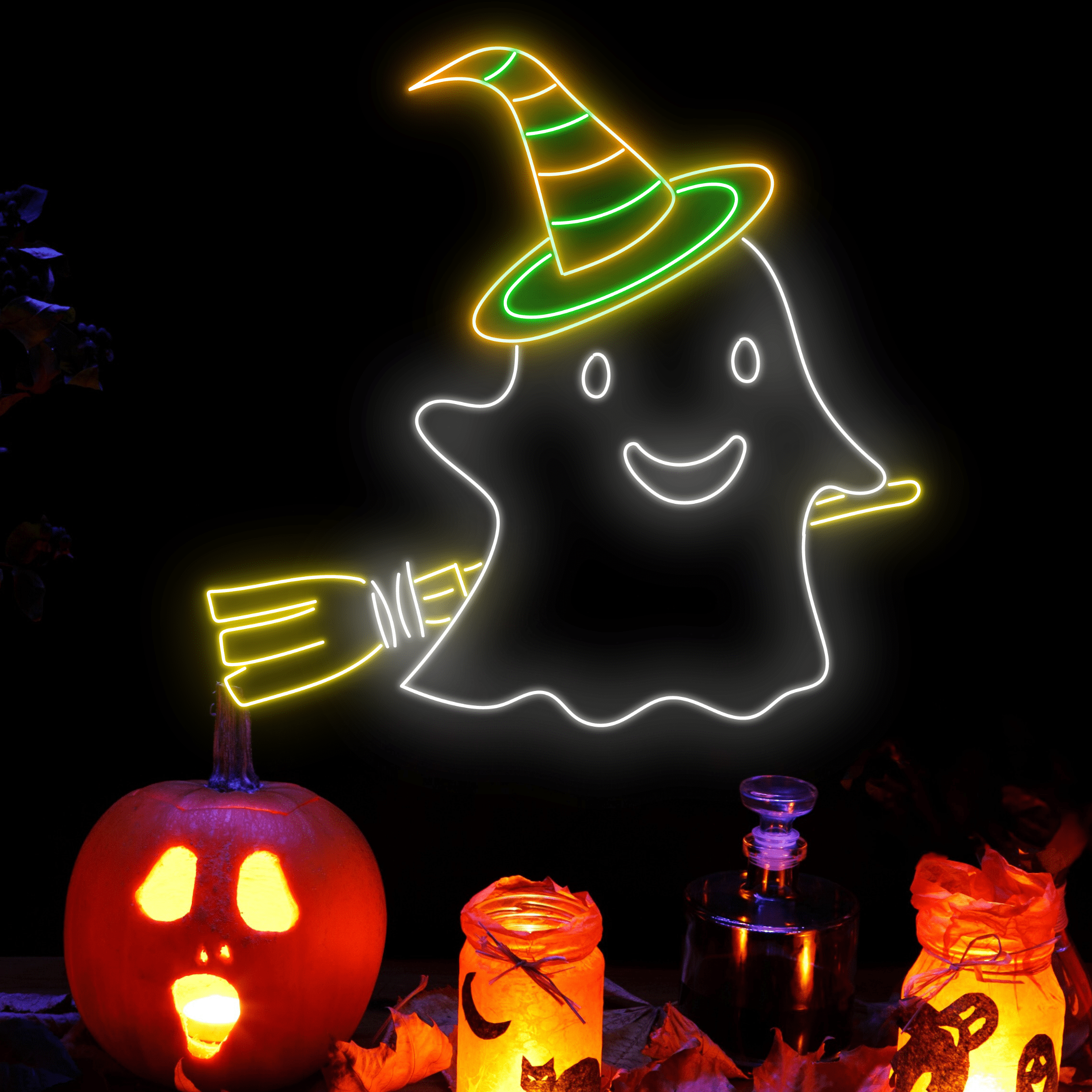 Witch Ghost Neon Signs, Halloween Long-lasting Decor - Walmart.com
