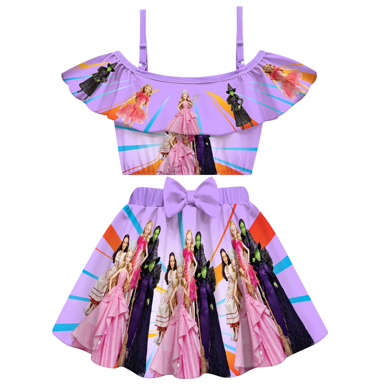 Witch Girls Swimsuits Two Piece Swimwear Cartoon Printed Bathing Suit ...