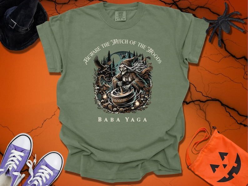 Witch Halloween Shirt, Enigmatic Baba Yaga T-Shirt, Slavic Folklore ...
