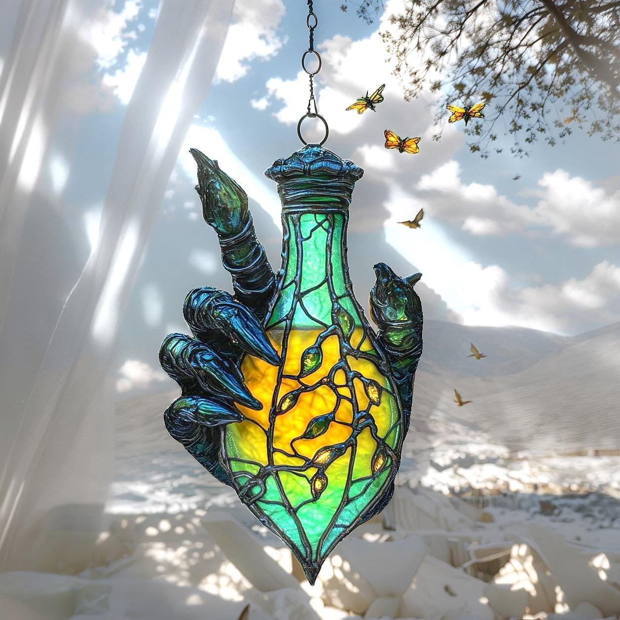 Witch Hand Holding Potion Bottle Faux Wavy Acrylic Wavy Acrylic Window ...