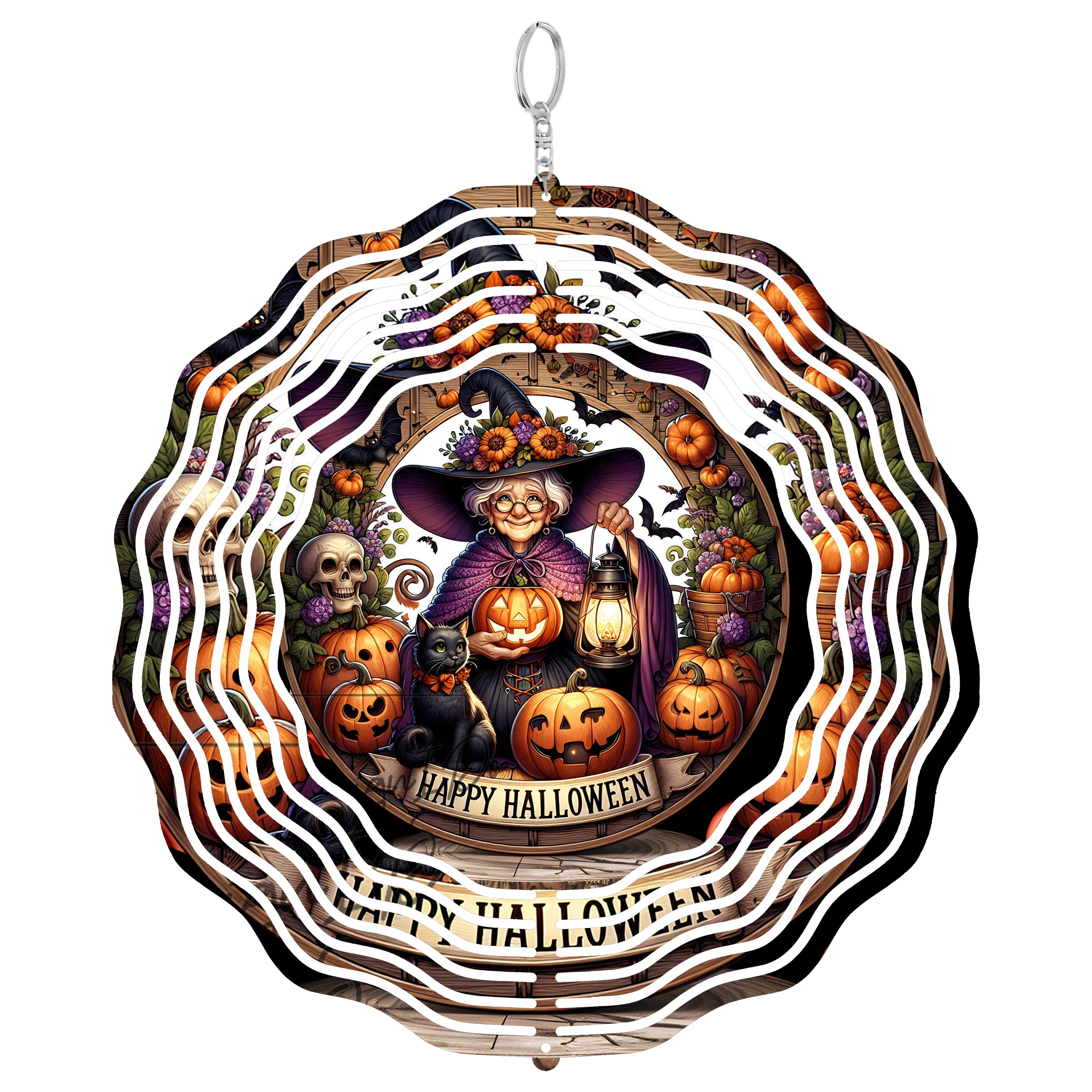 Witch Happy Halloween 3D Wind Spinner Kinetic Spooky Hanging Yard Art ...