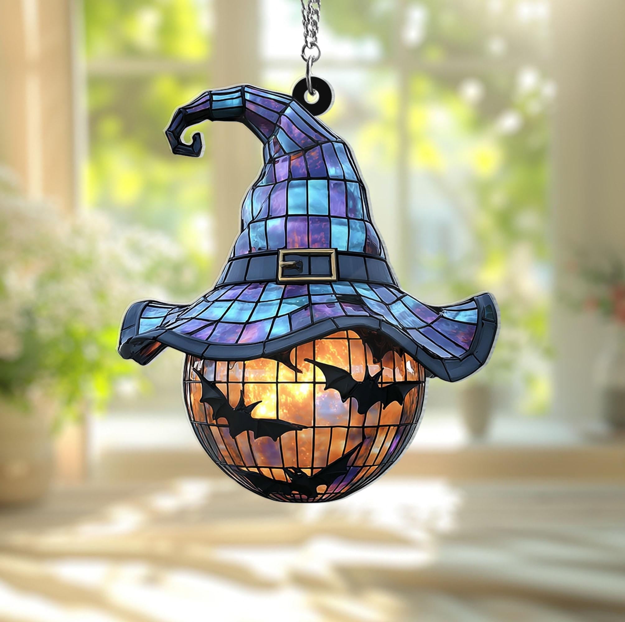 Witch Hat Disco Ball Wavy Acrylic Suncatcher, Purple Mosaic Faux Wavy ...
