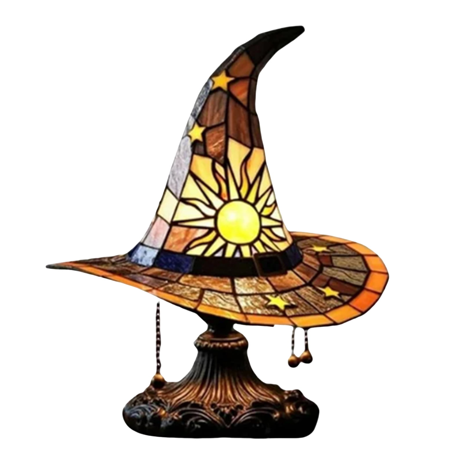 Witch Hat Lamap Stained Glass Resin, Handmade Gothic Witch Hat Lamp ...