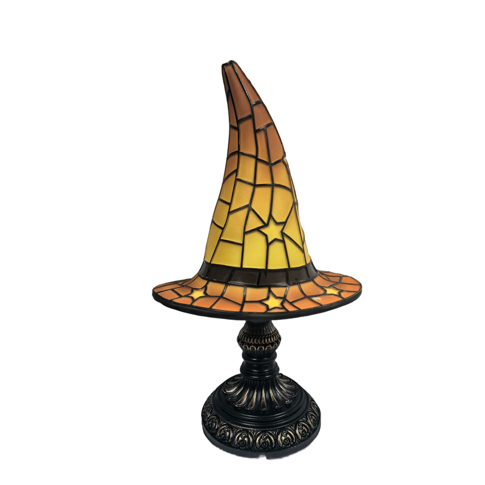 Witch Hat Lamp 11.8" Stained Glass Resin 30cm Tall Decorative Witch Hat ...