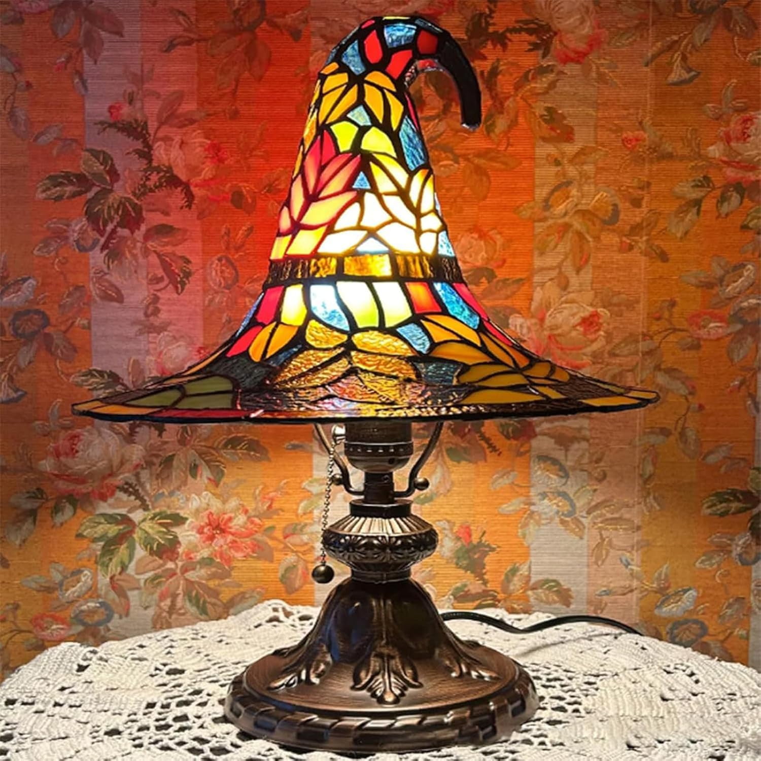 Witch Hat Lamp, Autumn Witch Lamp, Witchs Hat Lamps Stained Glass ...